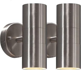 Konstsmide 2er-Set Edelstahl Up-Down Wandleuchte MODENA, GU10, H&ouml;he 17 cm, IP44; Konstsmide 7571-000