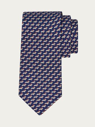 Ferragamo Herren Seidenkrawatte mit Dackel-Print Blau