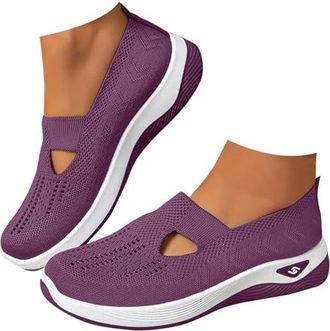 Generic Chaussures orthop&eacute;diques pour femme, baskets l&eacute;g&egrave;res &agrave; enfiler en tricot confortables et tendance, chaussures de marche plates respirantes, &agrave; enfiler 