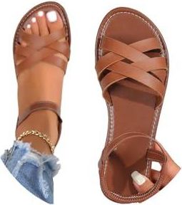 Generic Sandales larges pour femme, sandales &agrave; lani&egrave;res crois&eacute;es pour femme, pantoufles &agrave; bout ouvert, sandale &eacute;lastique, sandales de randonn&eacute;e, sandales de p