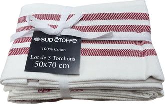 HOME MAISON Sud Etoffe Geschirrtuch, 50 x 70 cm, Baumwolle, Rot, 50 x 70 cm
