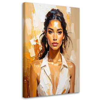 Artgeist Artgeist - Quadro Su Tela, Ritratto Di Donna Glamour In Beige - 60x90