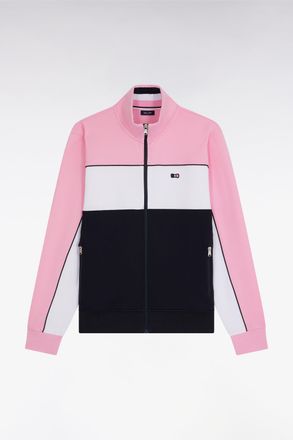 Eden Park Sweatshirt Zipp&eacute; En Molleton Coton Stretch Tricolore Rose Coupe Droite