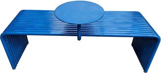 Generic Gartenbank Metall Ohne Lehne mit Kleiner Beistelltisch Moderne Parkbank Balkonbank 120cm f&uuml;r Gastronomie Wartebereiche H&ouml;fe B&uuml;ros, Sitzbank Bis 500kg 