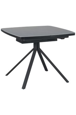 Novel Esstisch, Grau, Schwarz, Keramik, Holzwerkstoff, quadratisch, Rundrohr, 90x76x90-130 cm, ausziehbar, Esszimmer, Tische, Esstische, Esstische quadratis