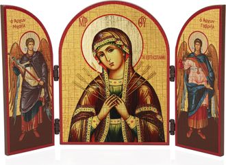 NKlaus Christliche Ikone Gottesmutter Siebenpfeilige Triptychon Holz Wandbild 25x16cm christlich 11324