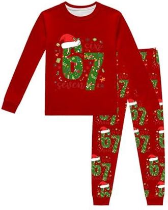 Generic Ensemble de pyjama de No&euml;l amusant 67 avec haut &agrave; manches longues et pantalon, ensemble de pyjama 2 pi&egrave;ces confortable et doux, v&ecirc;tements de nuit ampl
