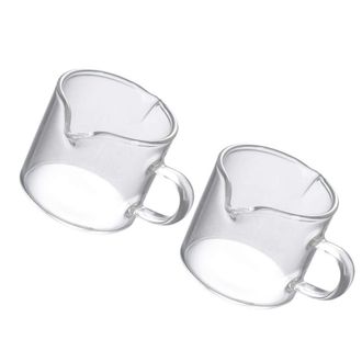 Cabilock 2 St&uuml;ck Milchk&auml;nnchen Glaskanne Milchkanne Sahnekanne Sauciere Glas Tasse mit 2 Ausgie&szlig;er Milchkaffee Tasse Glas Transparent Fett-Trenn-Kanne f&uuml;r Milc