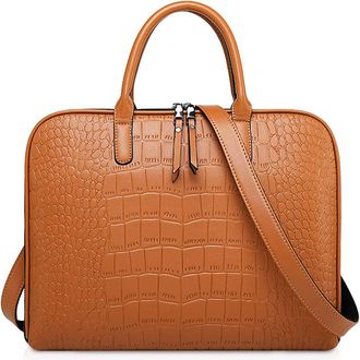 Nicole & Doris Laptop Handtasche Damen Aktentasche 13-14 inch Laptop Umhängetasche Shopper Mann Business Tasche PU Leder Arbeitstasche Schultertasche Braun