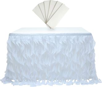 Rismart Mehrschichtig Tüll Tischrock Tutu Tischbekleidung zum Geburtstag Hochzeit Parteien Weiß,77 H x L 187 cm