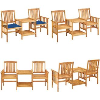 vidaXL Gartenst&uuml;hle mit Teetisch und Kissen Akazie Massivholz - Gartensitzgruppe - Holz-Bistro-Set - Gartenm&ouml;bel Set - Outdoor Sitzgarnitur - Esszimmerset