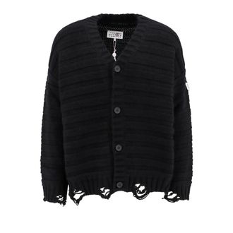 Maison Margiela Destroyed Effect V-Neck Cardigan - - Knitwear - Herren - Schwarzk - M