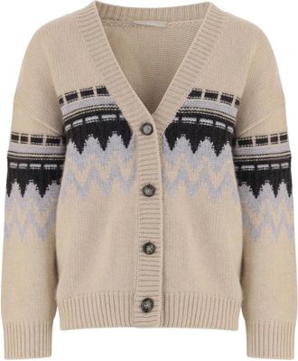 Allude Femme, Pulls, Multicolore, Taille: 38 FR Cardigan en cachemire &agrave; motif g&eacute;om&eacute;trique