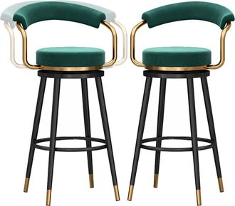 Generic Samt-Barhocker, Thekenh&ouml;he, 360&deg; drehbare Barhocker mit R&uuml;cken- und Fu&szlig;st&uuml;tze, K&uuml;chen-, Pub-, Caf&eacute;-, ESS- und K&uuml;cheninsel-Barhocker, 136 kg