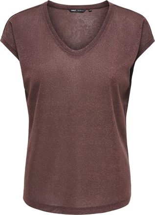 Only Onlsilvery S/S V Neck Lurex Top JRS Noos