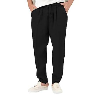 Generic Pantalon de plage l&eacute;ger pour homme - Pantalon d&eacute;t&eacute; avec taille &eacute;lastique - Pantalon en tissu respirant - Jambe droite - Pantalon de jogging confortabl
