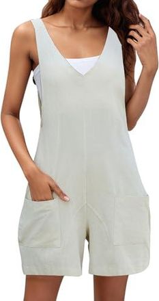 Generic Combinaison d&eacute;t&eacute; d&eacute;contract&eacute;e pour femme, short &agrave; bretelles r&eacute;glables, short &agrave; jambes larges, short avec poches, robe d&eacute;t&eacute;, robe ample, robe ample, es