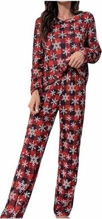 Generic 2 Pi&egrave;ces Pyjama Noel Femme Doux, Pyjama Femme Hiver Ensembles Imprim&eacute; No&euml;l Pyjamas de No&euml;l Manches Longues Revers Pantalon de Pyjamas V&ecirc;tements De Nui