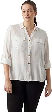 Vero Moda CURVE Chemisier Vmbumpy L/S pour Femme New Curve Noos, Snow White/Stripes:India Ink, 48