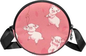 Generic Sac &agrave; bandouli&egrave;re rond pour femme, petit sac &agrave; bandouli&egrave;re rose avec fermeture &eacute;clair, bretelles r&eacute;glables, sac &agrave; main rond d&eacute;contract&eacute; pour femmes et