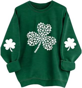 Generic Sweat-shirt tr&egrave;fle irlandais pour femme - Chemise de la Saint-Patrick - Pull fantaisie amusant &agrave; manches longues - Col rond - Pull en forme de coeur -