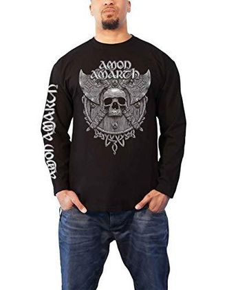 Amon Amarth T Shirt Gris Skull Nouveau Officiel Homme Noir Long Sleeve Size XXL