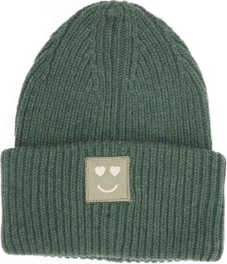 Zwillingsherz Slouch-Beanie-M&uuml;tze mit Wolle - Hochwertige Strickm&uuml;tze mit Herz Smileys Patch f&uuml;r Damen M&auml;dchen - Hat - Grobstrick - One Size - warm und weich f&uuml;r Fr