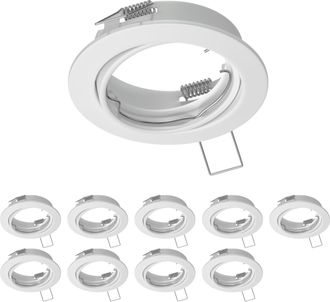 LEDs Com 10 Stück Deckeneinbaurahmen FERE, rund, schwenkbar, weiß glänzend
