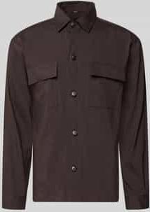 HUGO BOSS Regular Fit Overshirt aus Leinen-Mix