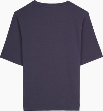 Maison Kitsun&eacute; Embroidered Floral Logo T-Shirt - Blue