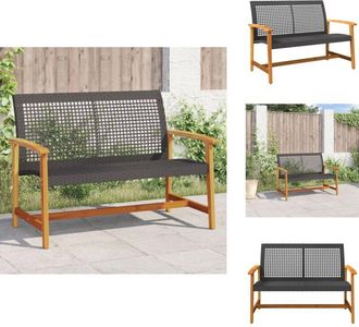 vidaXL Gartenbank Schwarz 112 cm Poly Rattan und Akazienholz - Gartenzubehör - Gartenbank - Outdoormöbel - Balkonmöbel - Sonnenschutz