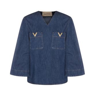Valentino Garavani Femme, Blouses et Chemises, Bleu, Taille: 36 FR Vgold Top