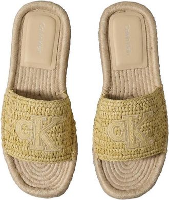 Calvin Klein Ebeth - Espadrilles-Slider in Natur mit Plateausohle-Neutral