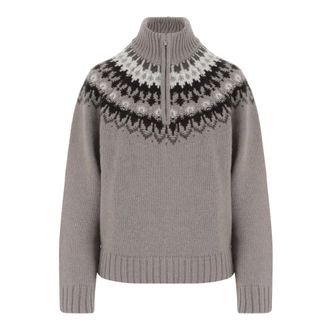 arch4 Pull en Cachemire &agrave; Motif Jacquard - Femme - Pulls - Gris - Taille: 40 FR