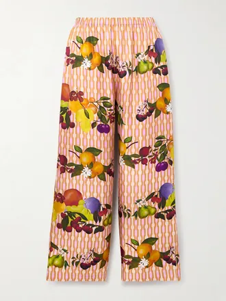 Eres Pantalon Large En Serge De Soie Imprimée Cannelle - Multicolore