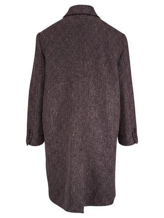 Brunello Cucinelli Double-Breasted Wool-Blend Herringbone Coat - Brown