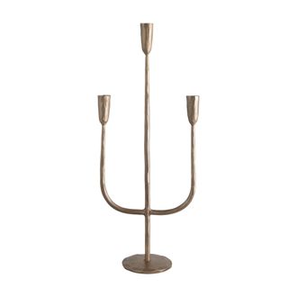 Creative Co-op Hand-Forged Metal Candelabra, Antique Brass Finish (Holds 3 Taper Candles) Kerzenhalter, Messing