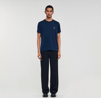 Sandro T-shirt &agrave; logo en cuir