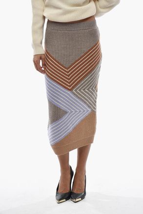 Stella McCartney FRANK STELLA Ribbed Knit Pencil Skirt Stella McCartney