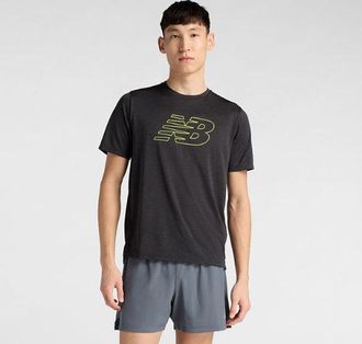 New Balance Herren RC Essential Graphic T-Shirt V2 in Schwarz/Gr&uuml;n, Poly-Strick, Gr&ouml;&szlig;e 2XL
