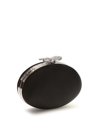 Self Portrait Womens Satin Oval Clutch Bag Black Polyester