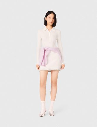 Maje Rippstrick-pullover Mit Polokragen - Ecru - Gr&ouml;&szlig;e 36 - Maje