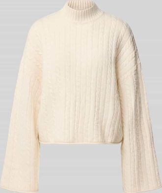 Review Relaxed Fit Strickpullover aus elastischem Material-Mix
