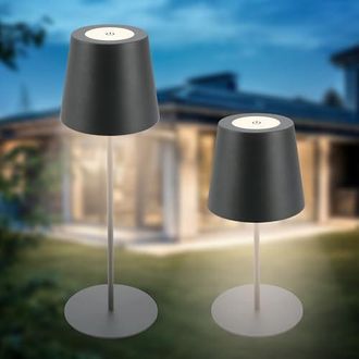 B.K.Licht LED Tischlampe kabellos IP44 mit Touch, dimmbar in Stufen, Akku & Lichtquelle tauschbar, Nachttischlampe, Leselampe, LED Lampe, Campinglampe, Tischleu