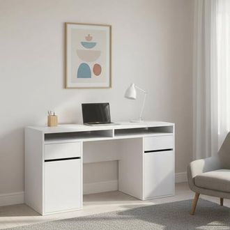 Dmora Schreibtisch Dina, Mehrzweckschreibtisch, B&uuml;rotisch f&uuml;r PC, Eckschreibtisch, 149x48 h77 cm, Wei&szlig;