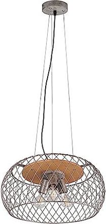 Trio Leuchten Pendelleuchte Tamil 311100367, Metall Nickel antik, Holz naturblassen, exkl. 3x E27