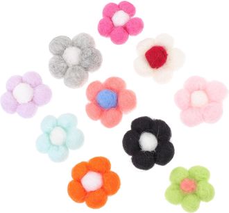 FOMIYES Selbstgemacht Filzblumen Dekorationen 10 St&uuml;ck Bunte Wollfilz Blumenbroschen Haarnadel Accessoires und N&auml;hzubeh&ouml;r Sichere Materialien f&uuml;r Kreative Bas