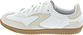 Skechers Damen Hotshot Kickoff Sneaker, White Duraleather/Leather/Natural Trim, 37.5 EU