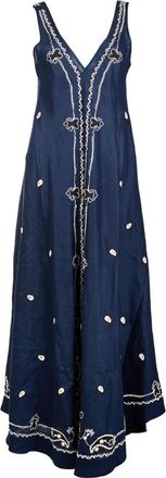 P.A.R.O.S.H. P.a.r.o.s.h., Femme, Robes, Bleu, Taille: 36 FR Beach26 Robe Maxi &agrave; Col en V