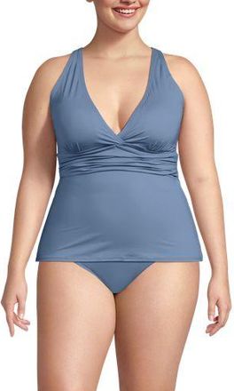 Lands End Tankinitop mit V-Ausschnitt, Damen, Größe:48-50 plus, Blau, Nylon-Mischung, by Lands End